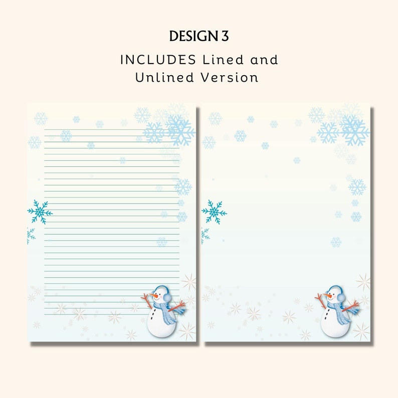 Snowman Snowflakes Printable Stationery, Winter Christmas Stationary ...