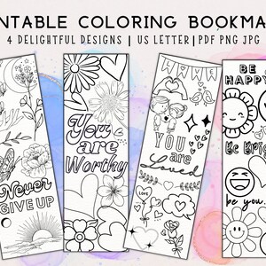Printable Coloring Bookmarks Motivational Bookmarks Coloring - Etsy
