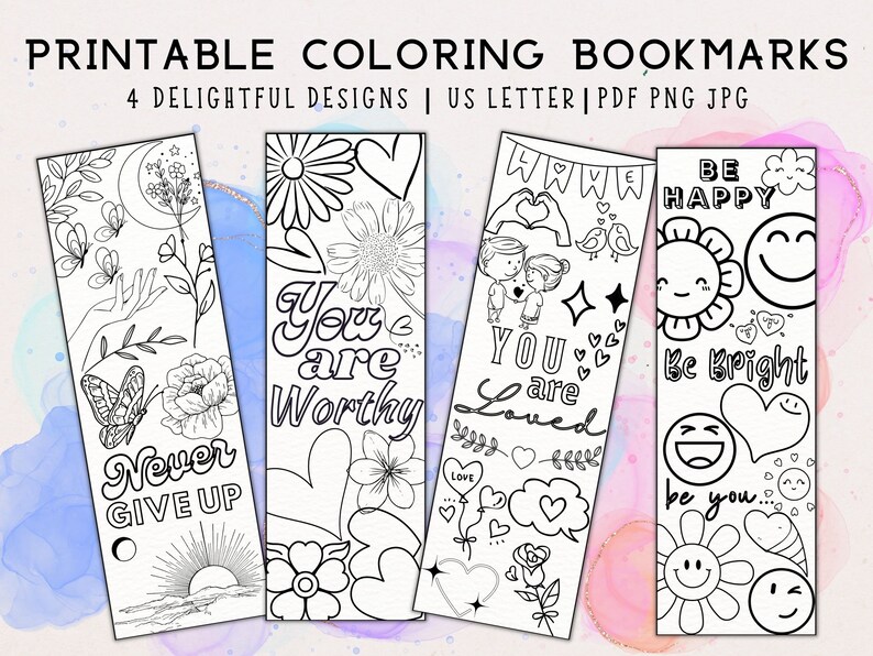 Printable Coloring Bookmarks Motivational Bookmarks Coloring - Etsy