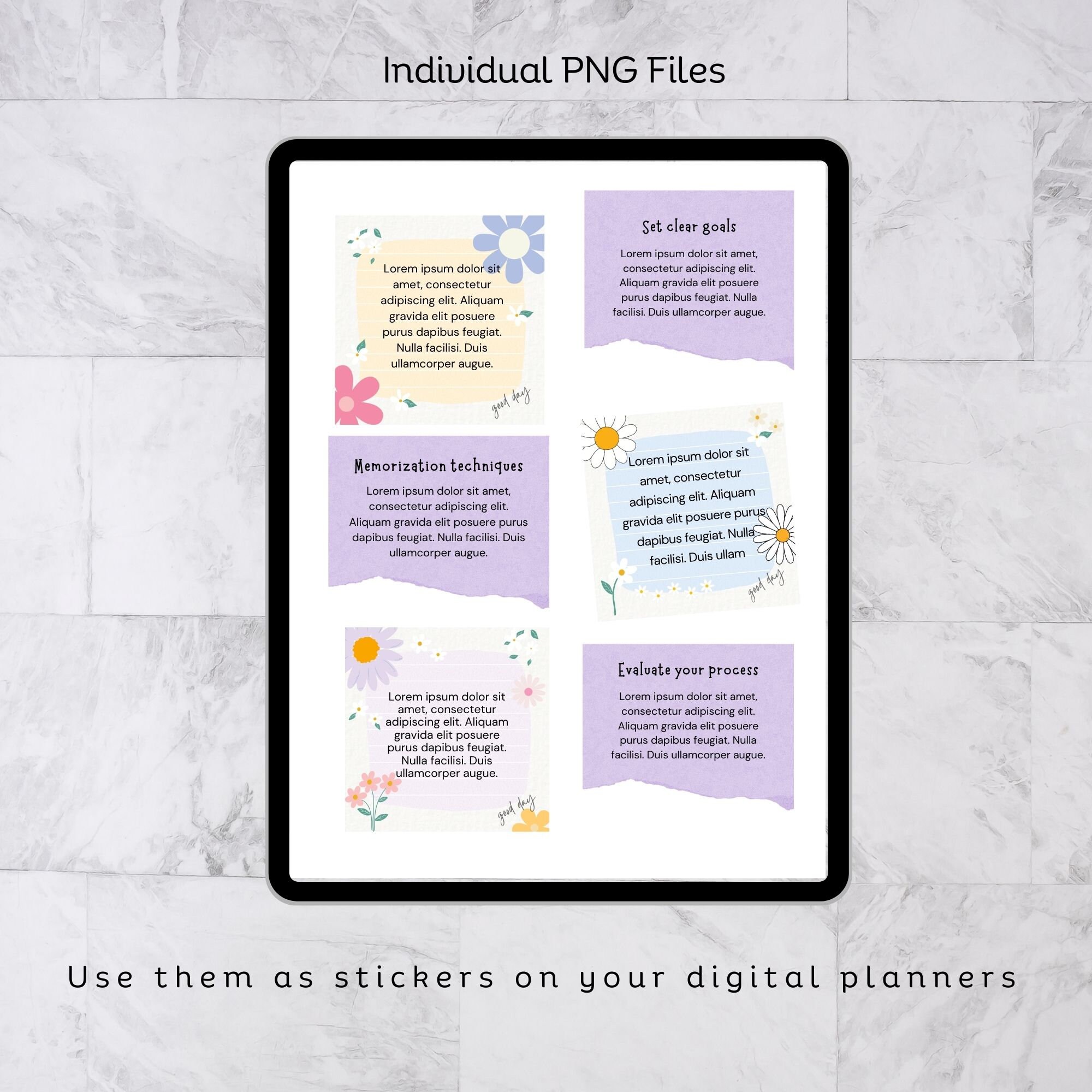 Pastel Daisy Memo Pad Printable, Cute Notepad, Digital Sticky Notes, to ...
