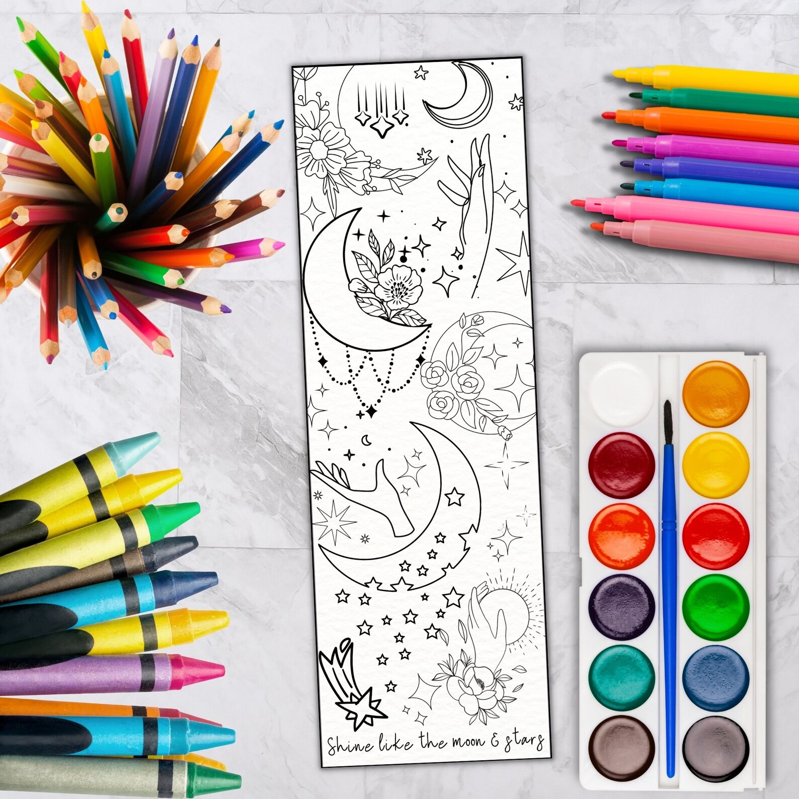 Printable Coloring Bookmarks, Mystical Bookmark Set, Adult Coloring ...