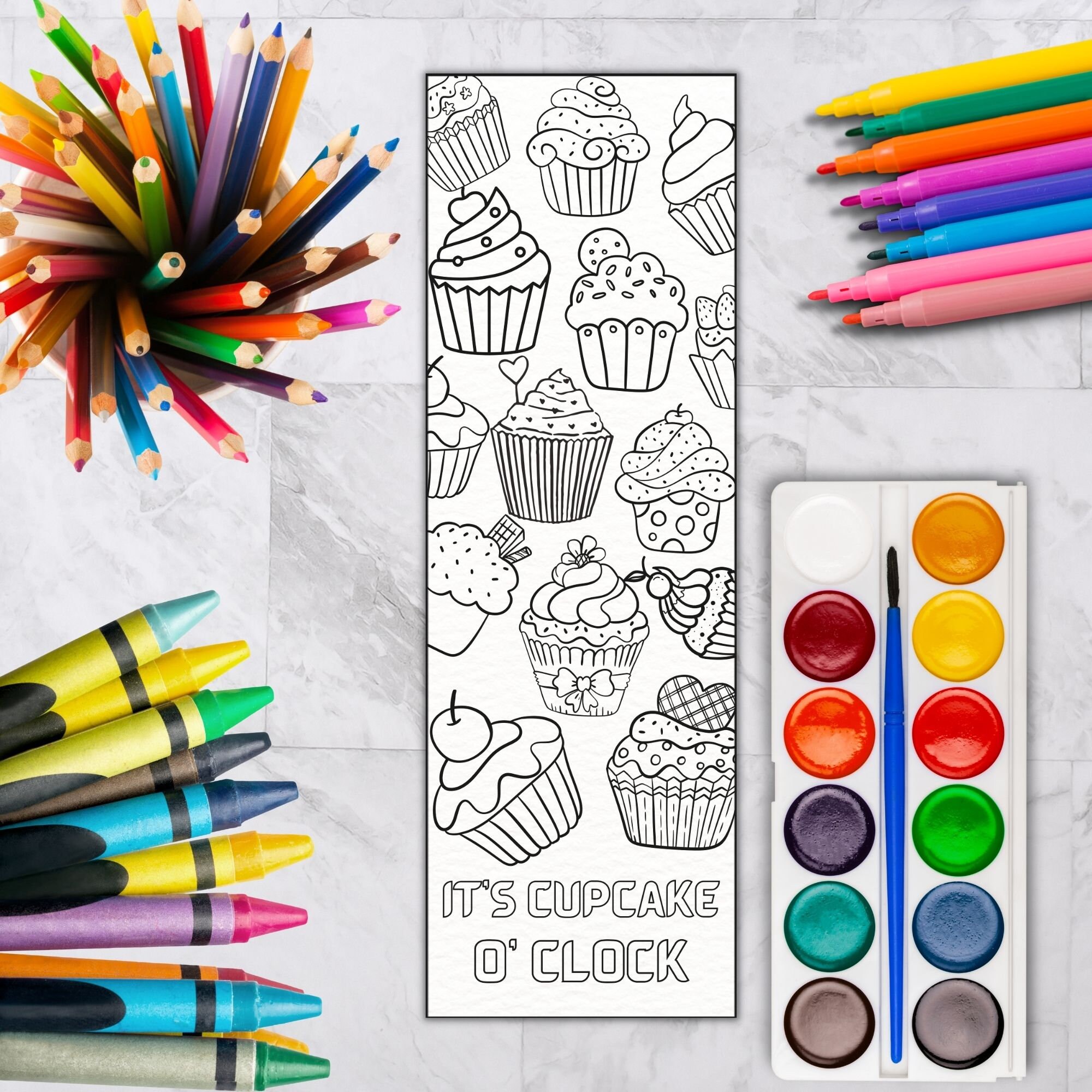 Printable Coloring Bookmarks, Cute Dessert Coloring Pages, Kids and ...