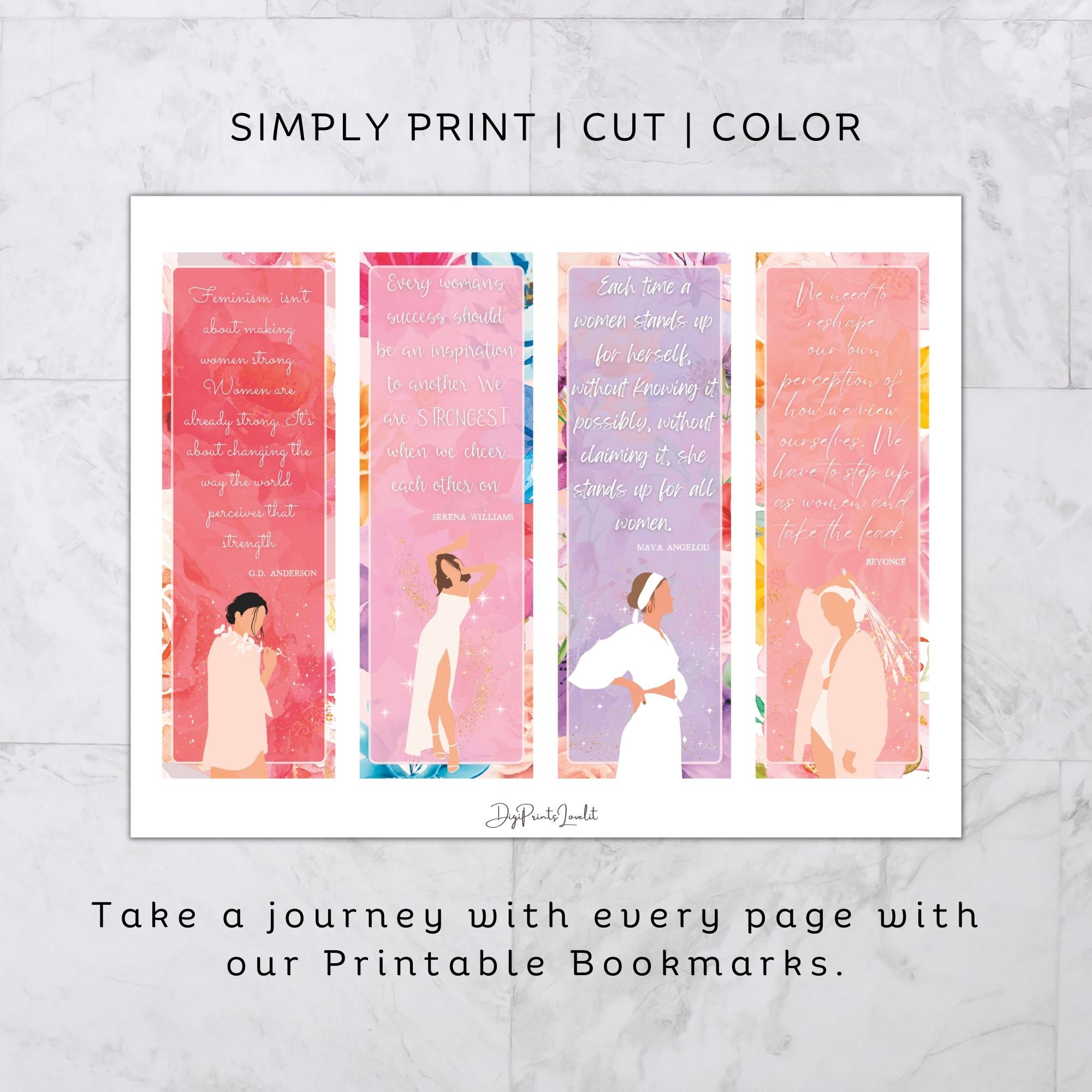 International Women's Day Bookmarks, Printable Bookmarks Set of 4, Cute ...