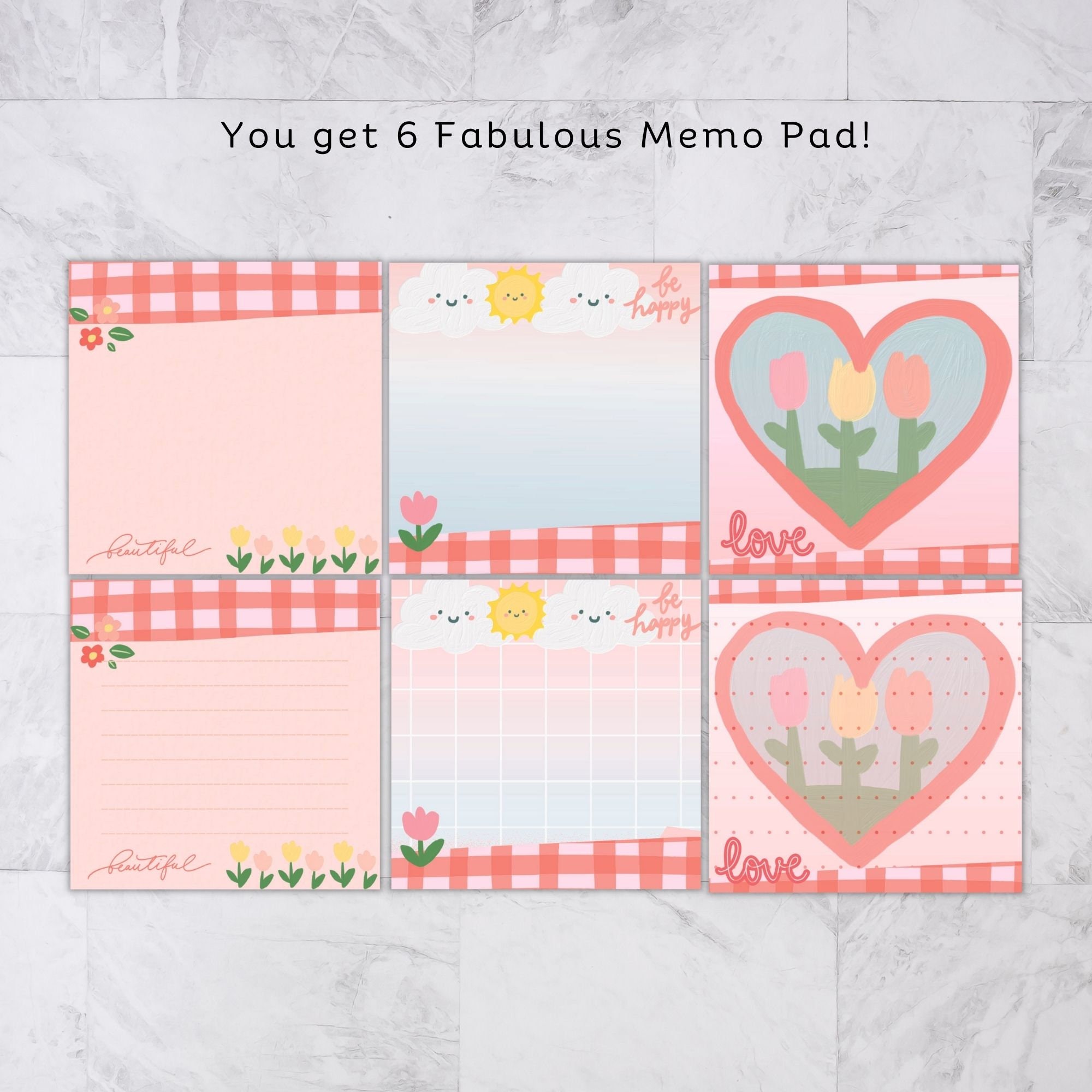 Cute Printable Memo Pad, Kawaii Sticky Notes, Digital Notepad, Lined ...