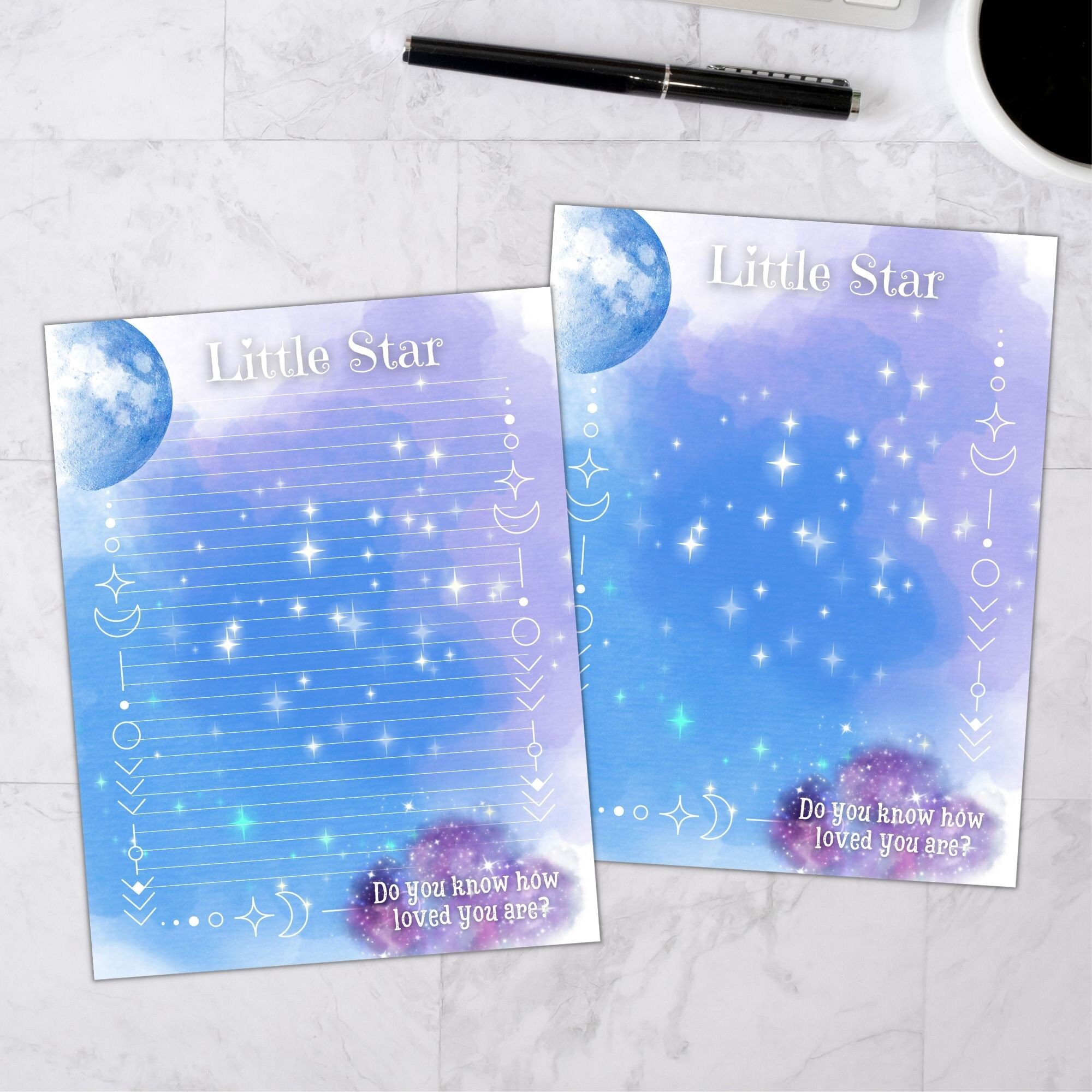 Moon Star Printable Stationery Kids Cute Letter Paper - Etsy