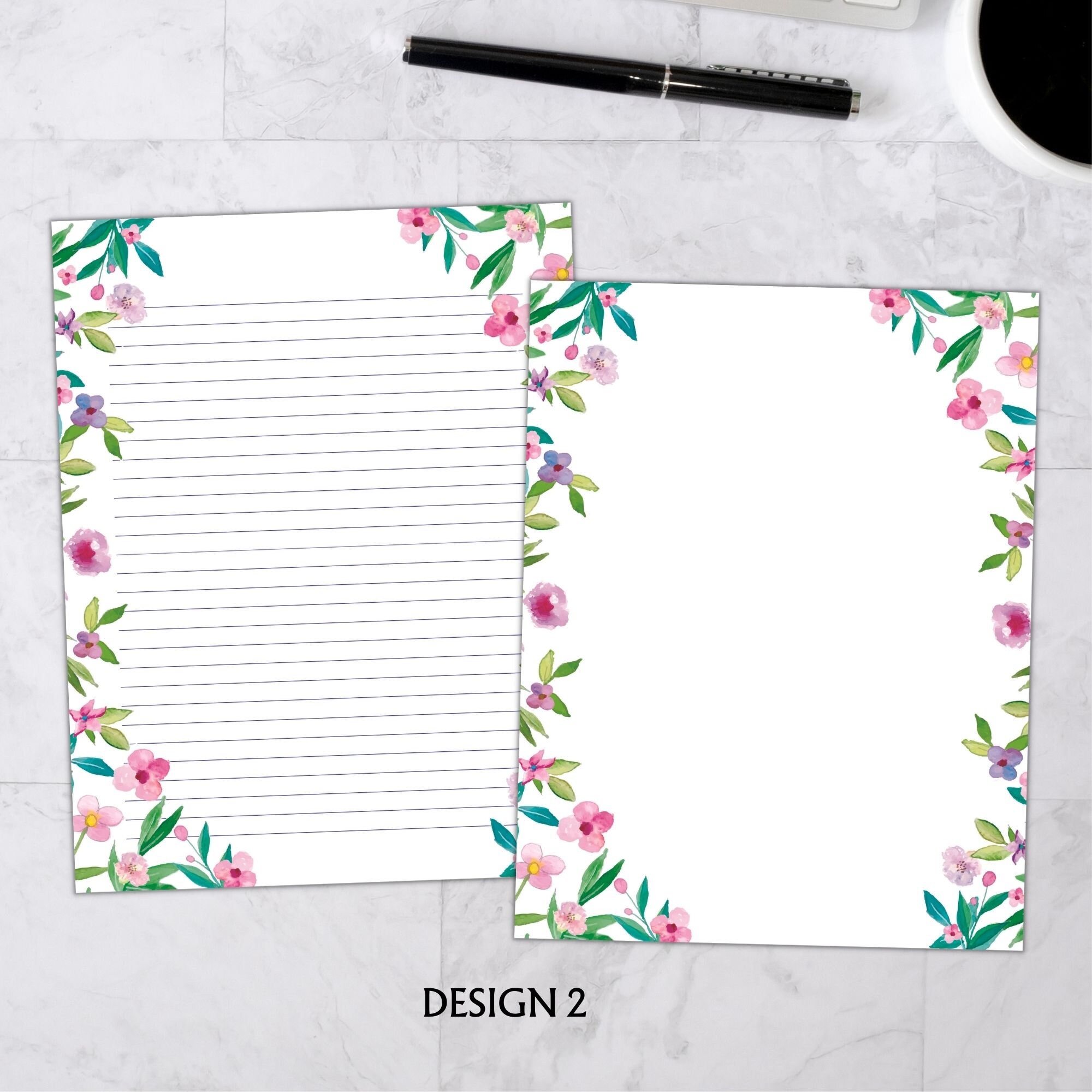 Printable Wildflower Stationery, Letter Writing Paper, Lined Unlined ...