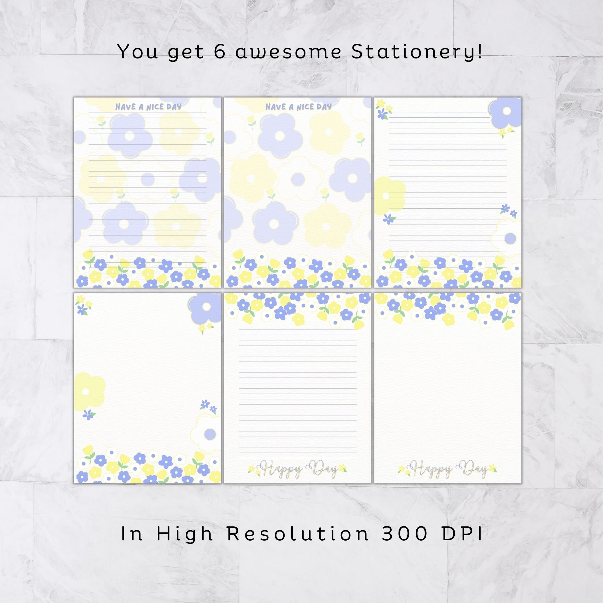 Cute Flower Printable Stationery, Kawaii Kids Stationary, Letter ...