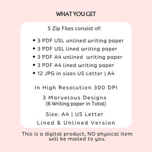 Printable Stationery Pink Roses, Letter Writing Paper, Lined Stationary ...