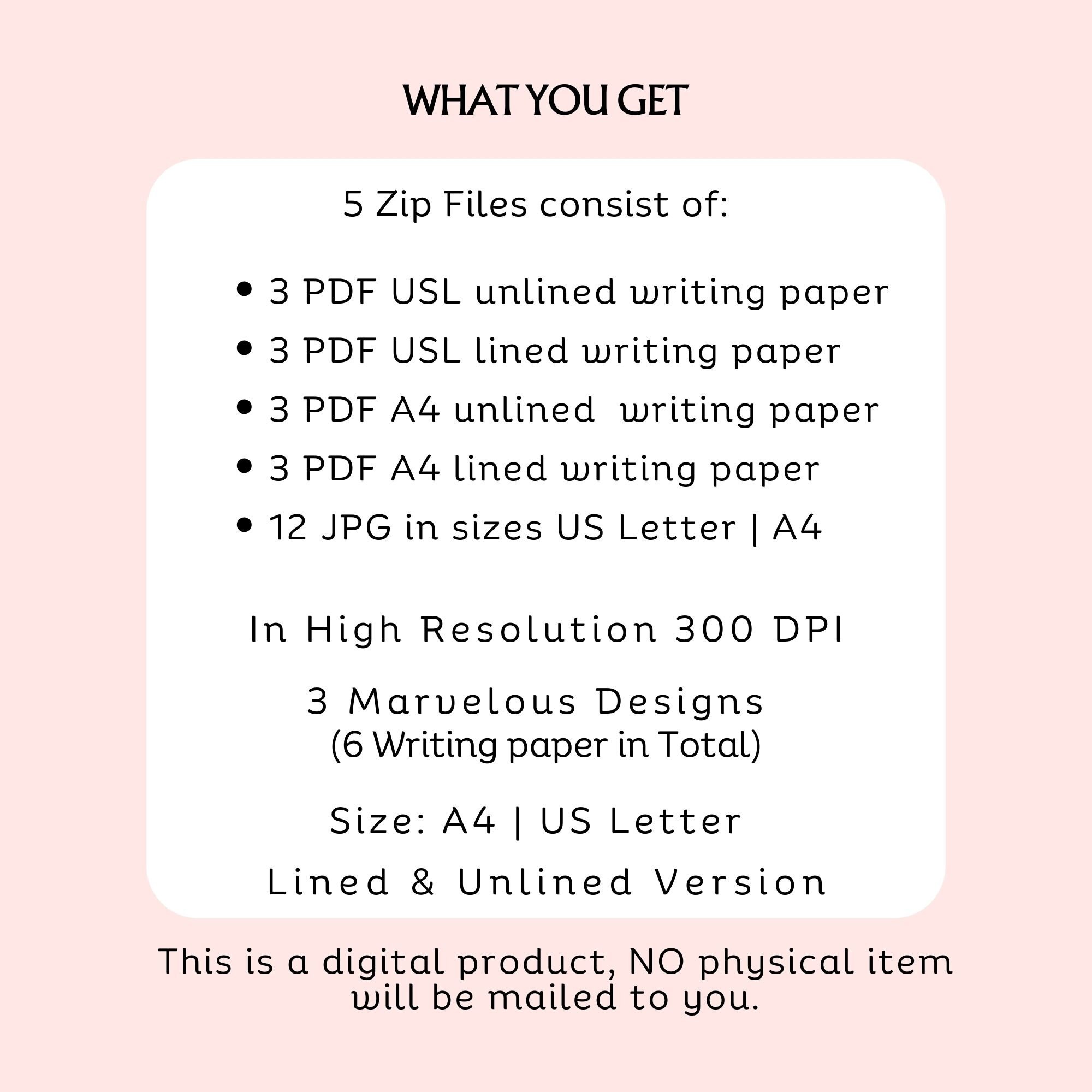 Printable Stationery Pink Roses, Letter Writing Paper, Lined Stationary ...