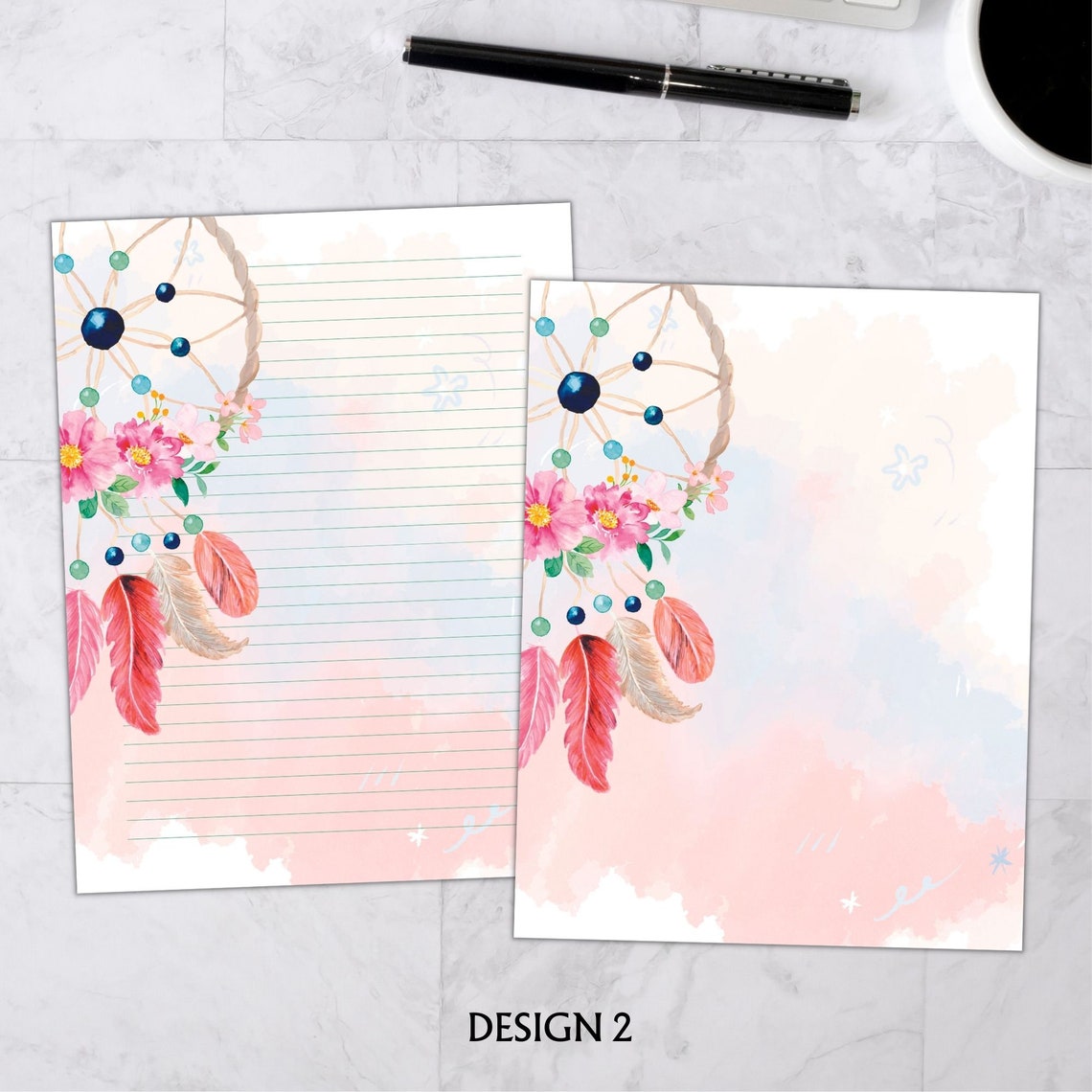 Dreamcatcher Printable Stationery, Letter Writing Paper, Printable ...