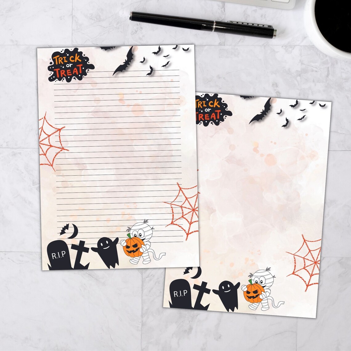 Trick or Treat Printable Stationery, Halloween Stationary Set, Letter ...