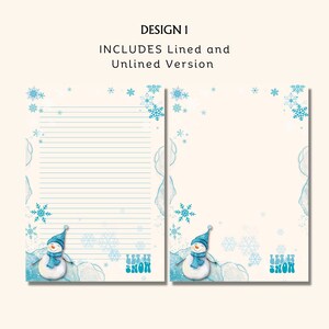 Snowman Snowflakes Printable Stationery, Winter Christmas Stationary ...