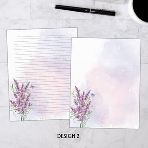 Lavender Printable Stationery, Lined Unlined Stationery, Printable ...