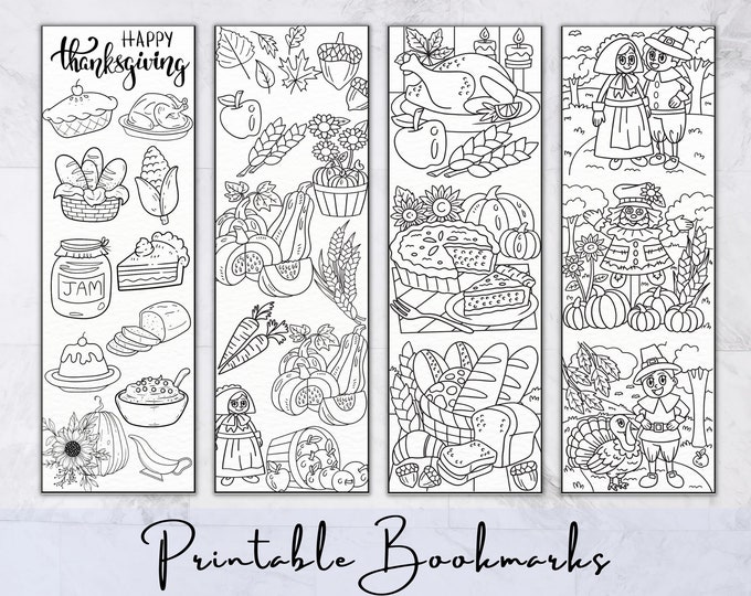 Printable Coloring Bookmarks, Thanksgiving Bookmarks, Color Your Own ...
