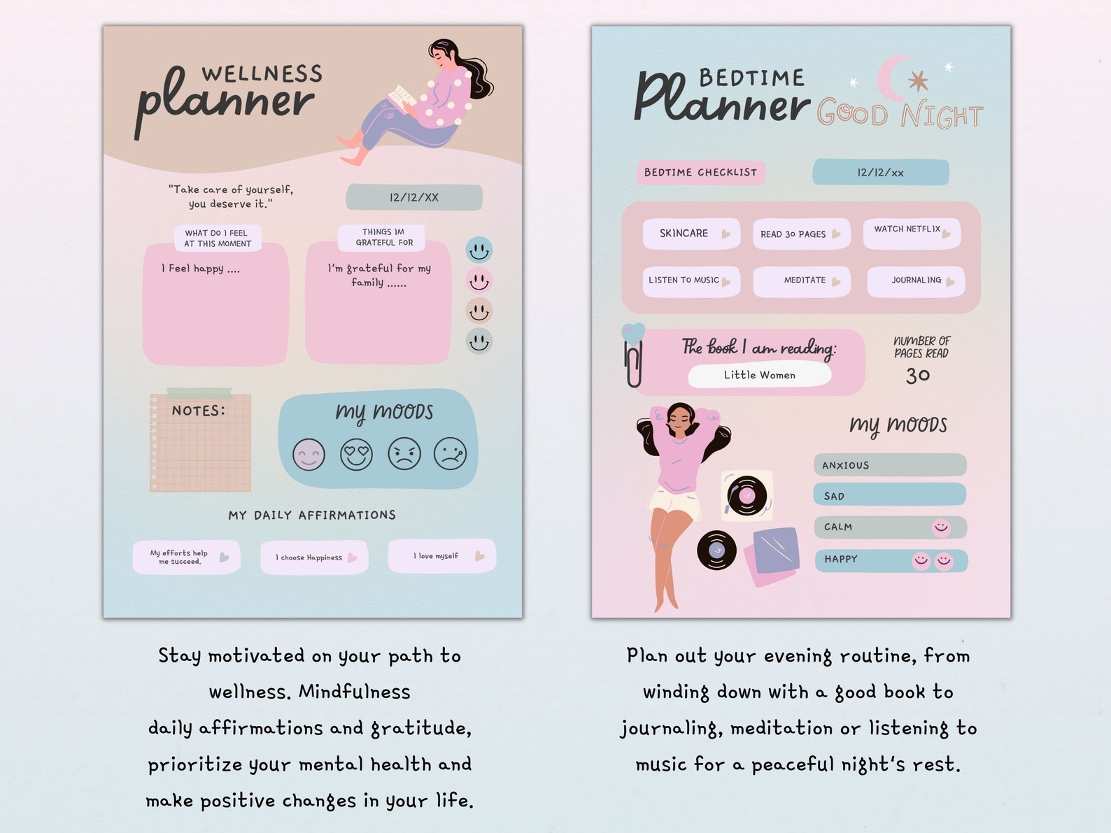 Daily Weekly Monthly Printable Planner, Habit Tracker, Morning Routine ...