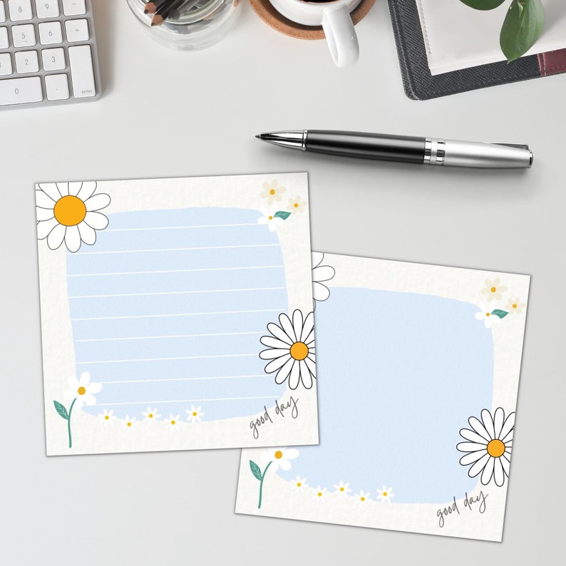 Pastel Daisy Memo Pad Printable, Cute Notepad, Digital Sticky Notes, to ...