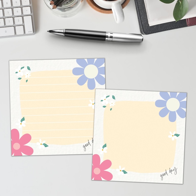 Pastel Daisy Memo Pad Printable, Cute Notepad, Digital Sticky Notes, to ...