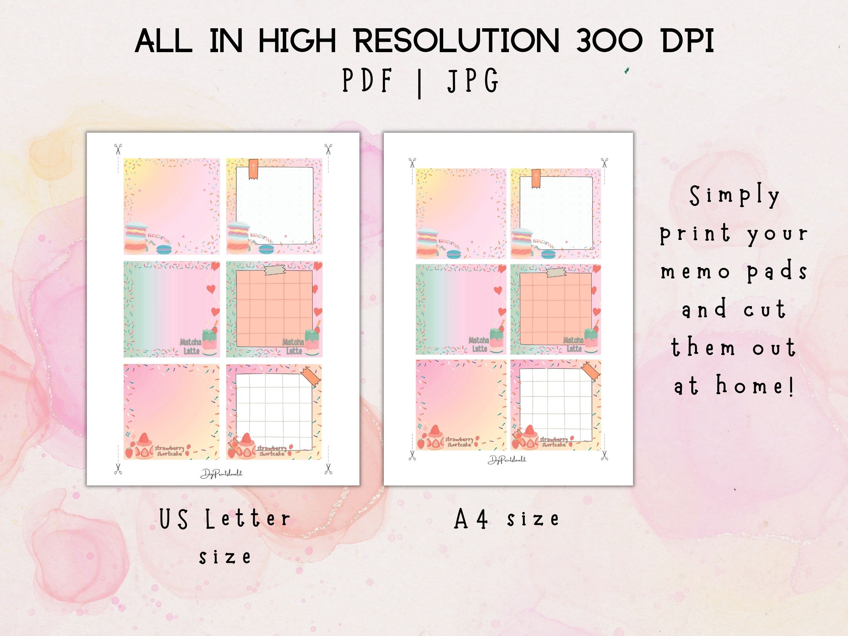 Cafe Cute Memo Pad, Dessert Memo Sheets Printable, Kids Stationary Set ...