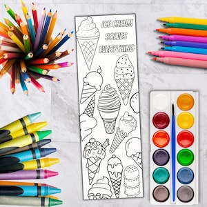 Printable Coloring Bookmarks, Cute Dessert Coloring Pages, Kids and ...