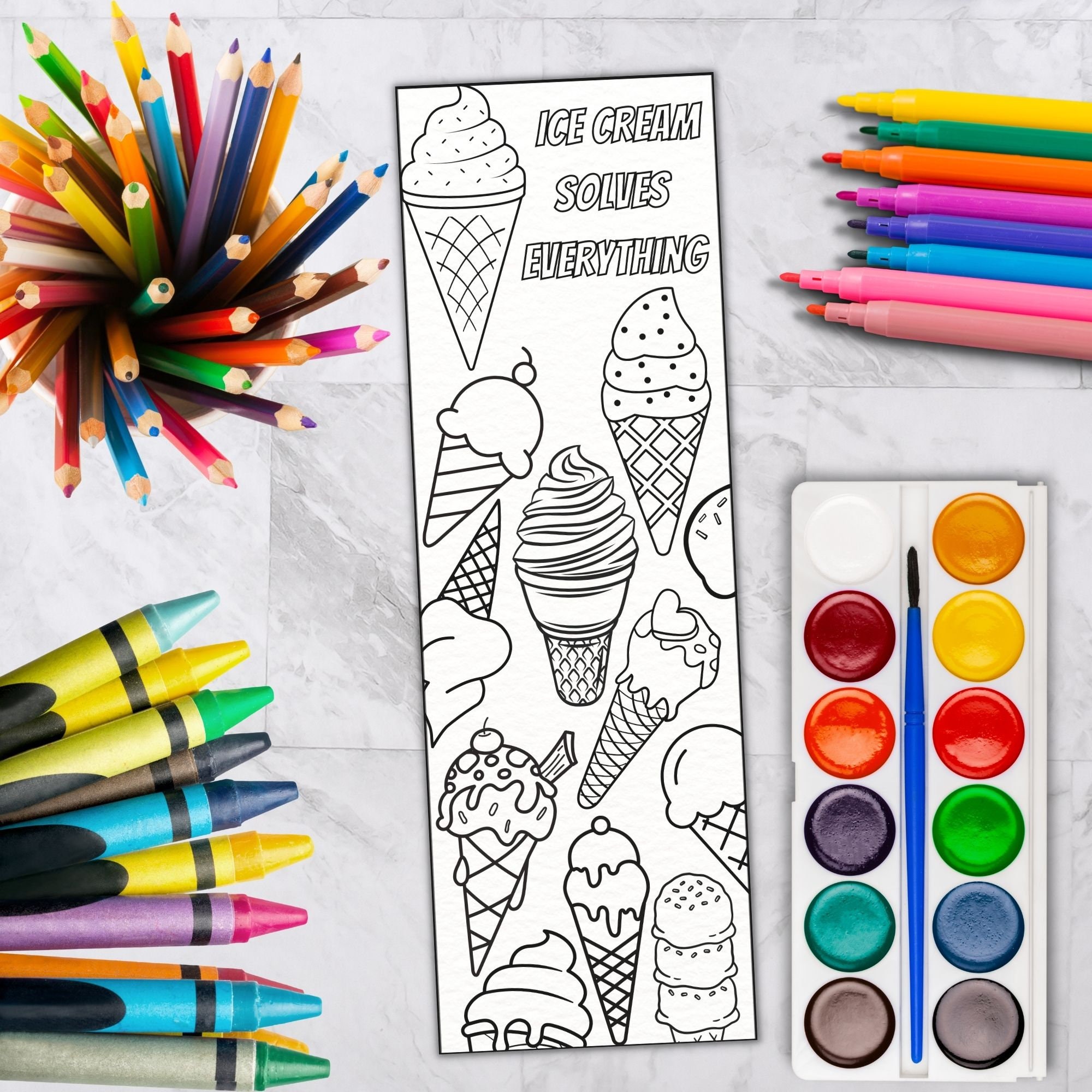Printable Coloring Bookmarks, Cute Dessert Coloring Pages, Kids and ...
