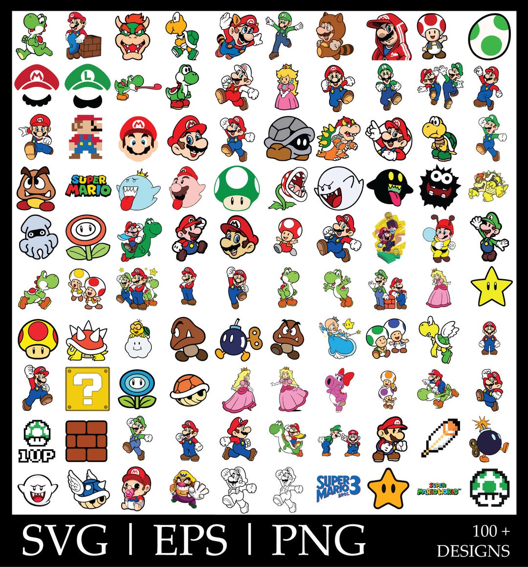 Super Mario Svg, Mario Svg Files for Cricut, Mario Svg Bundle, Mario ...