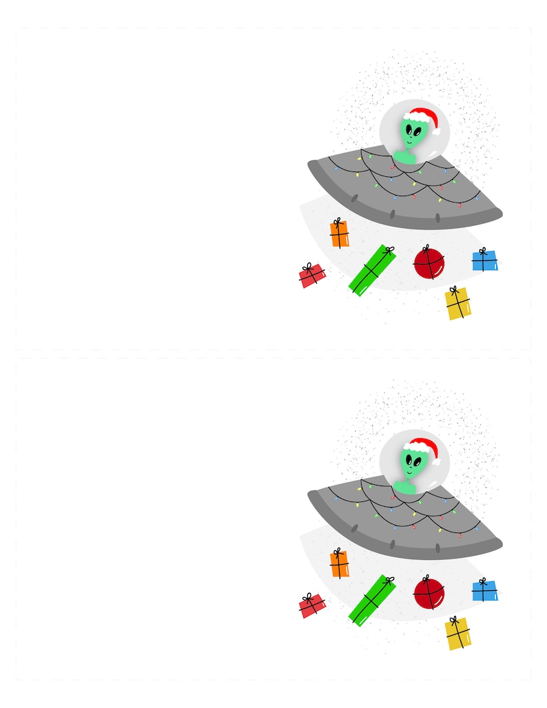 Alien Santa Holiday Greeting Card, PRINTABLE, DIGITAL Download, Merry ...