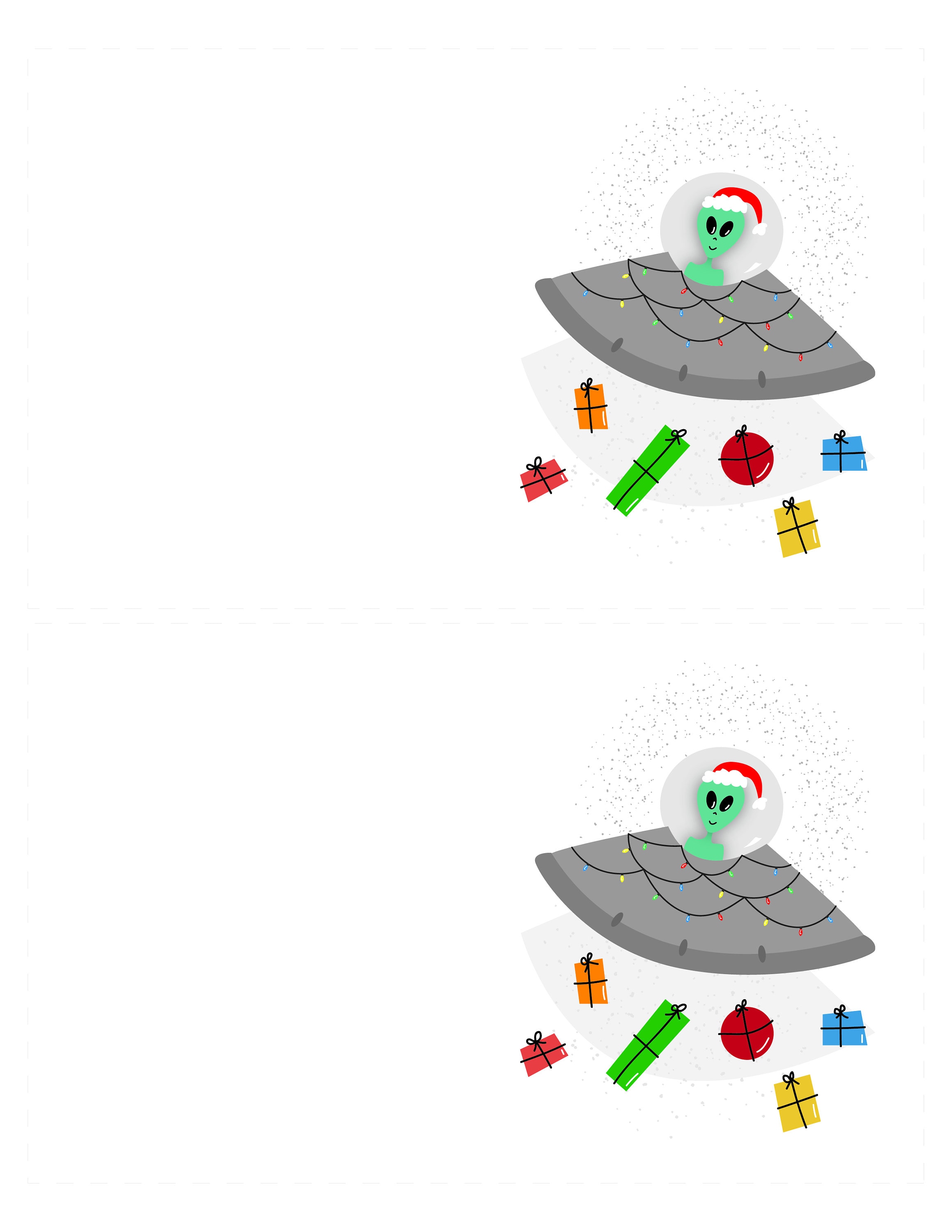 Alien Santa Holiday Greeting Card, PRINTABLE, DIGITAL Download, Merry ...