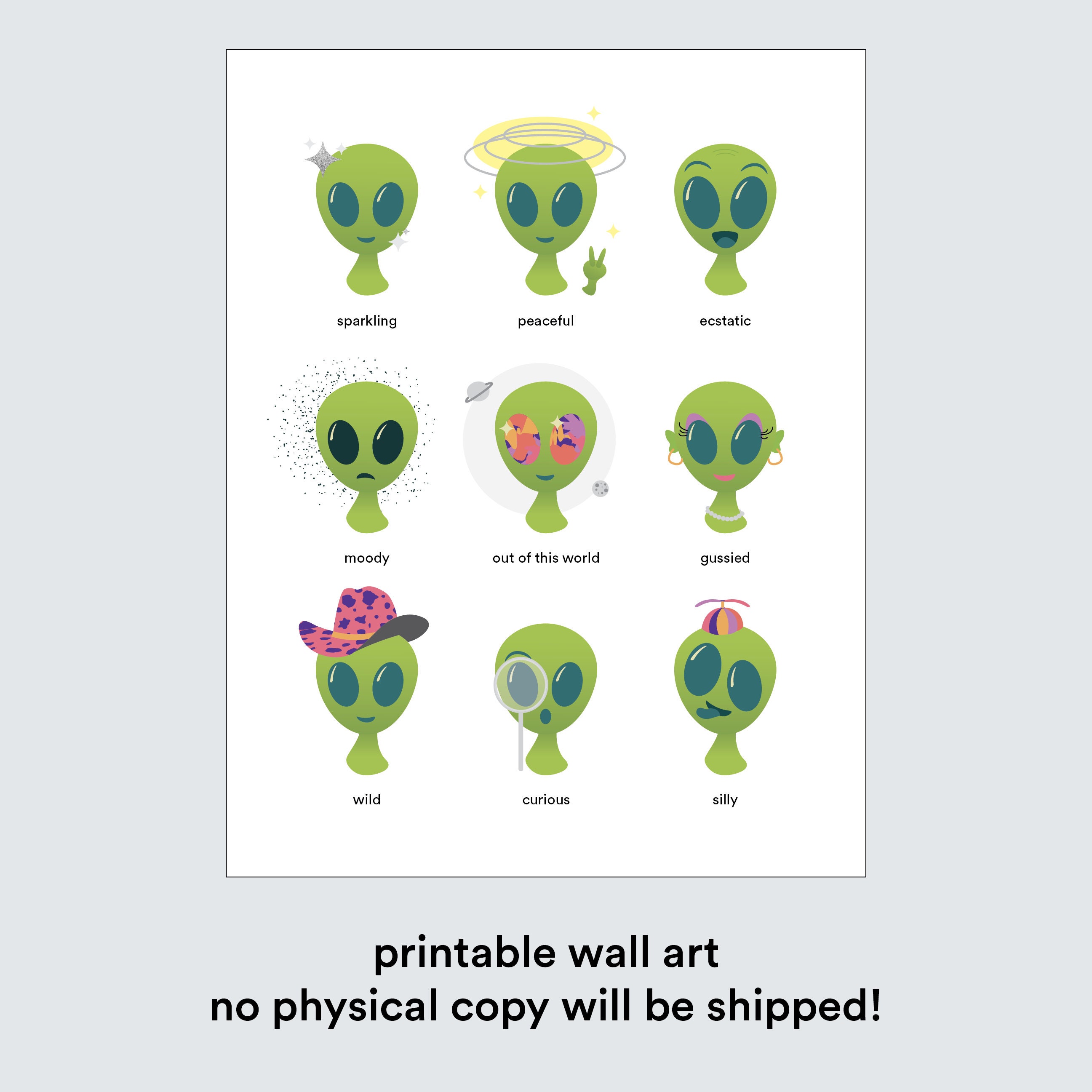 Alien Funny Feelings Moody Wall Art; DIGITAL DOWNLOAD Wall Art for All ...