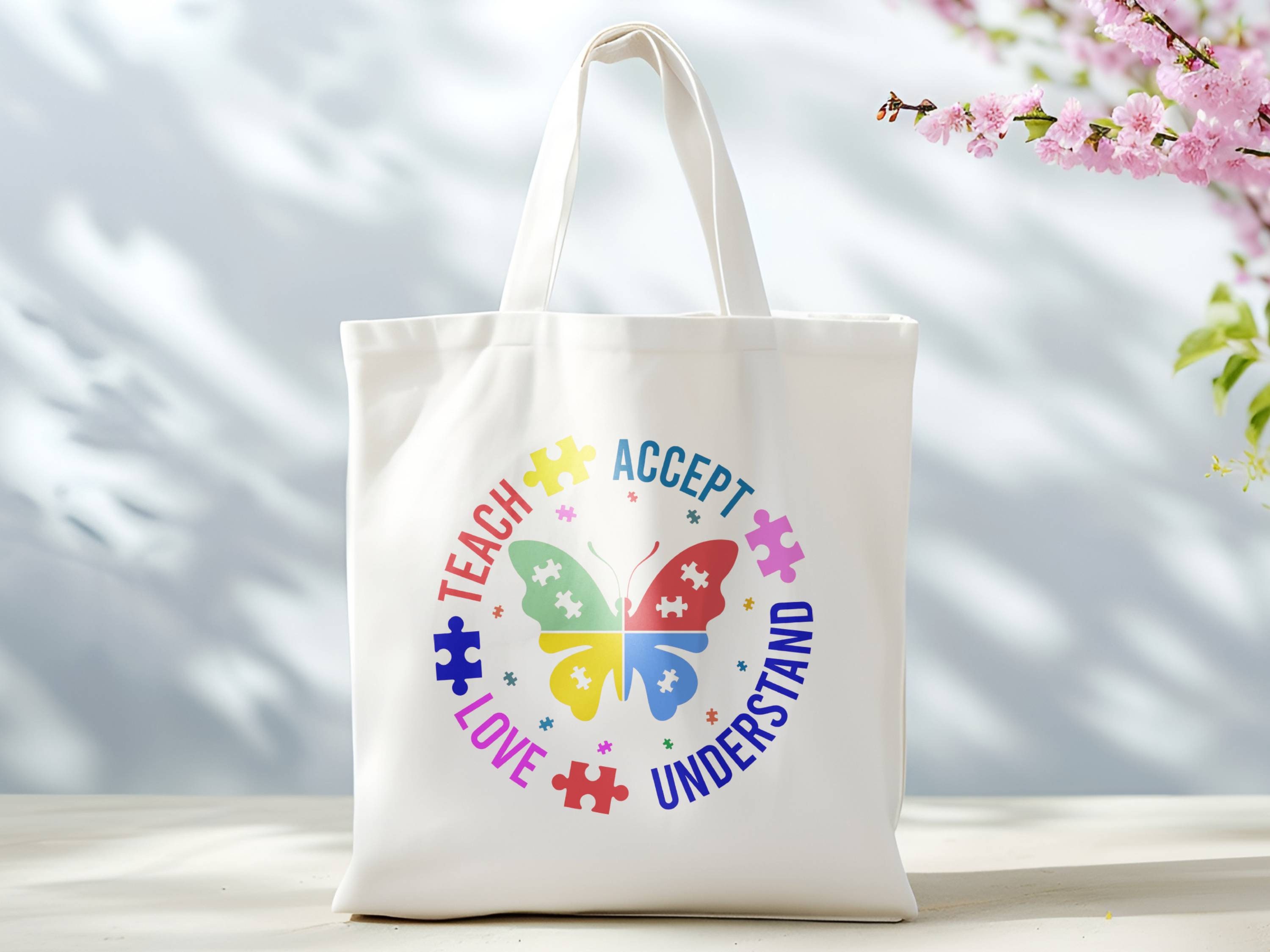 Autism Tote Bag Canvas Bag Autism Reusable Grocery Tote Bag Birthday ...