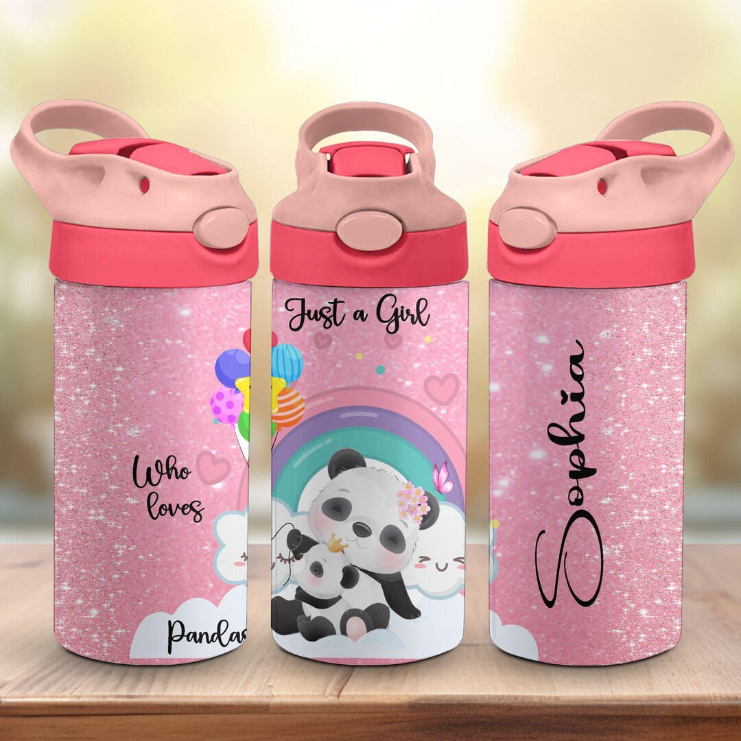 Panda Kids Flip Top Bottle 12 Oz Tumbler Personalized Name Gift Kids ...