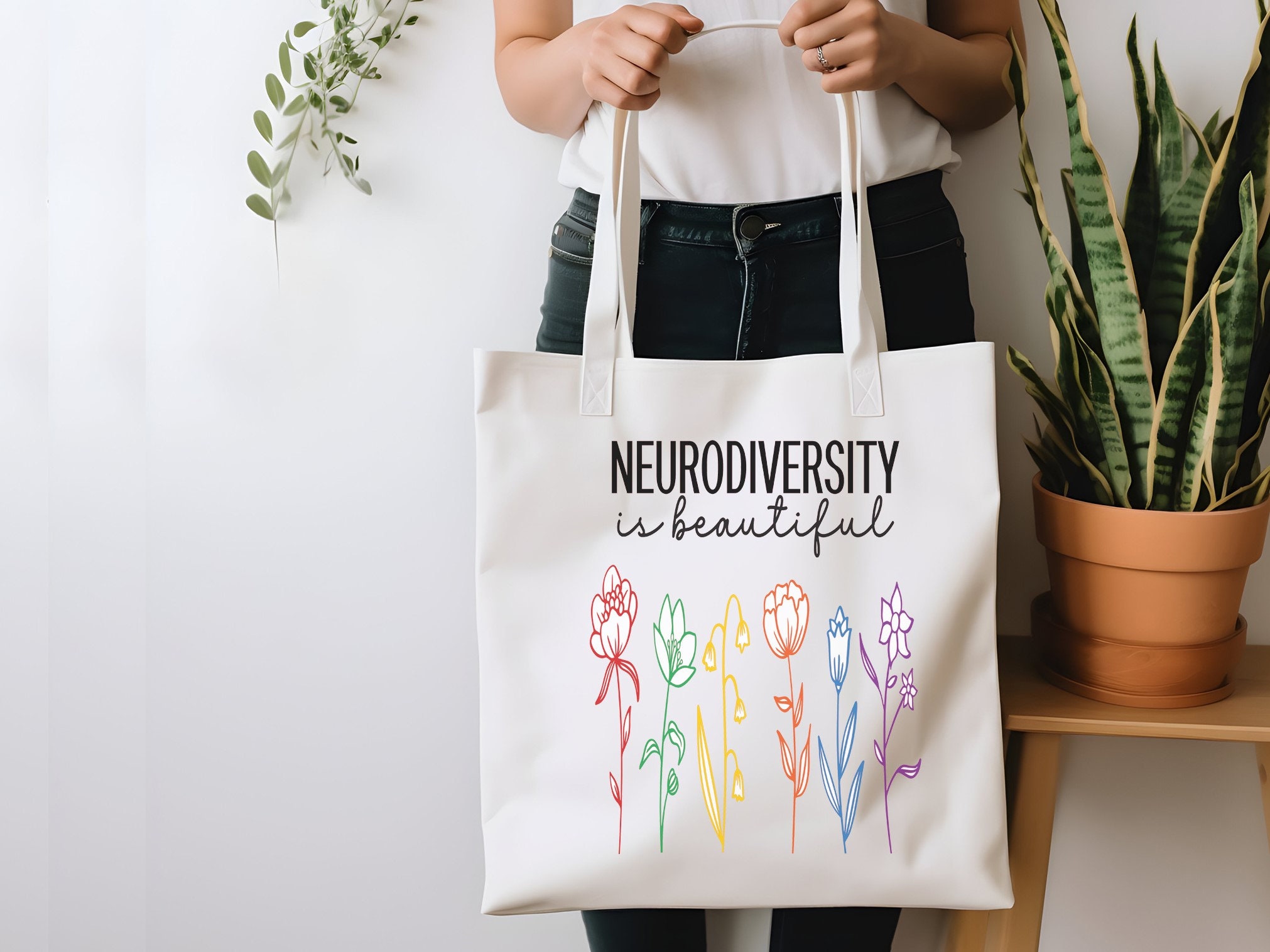 Neurodiversity Tote Canvas Bag Autism Awareness Tote Bag Reusable ...