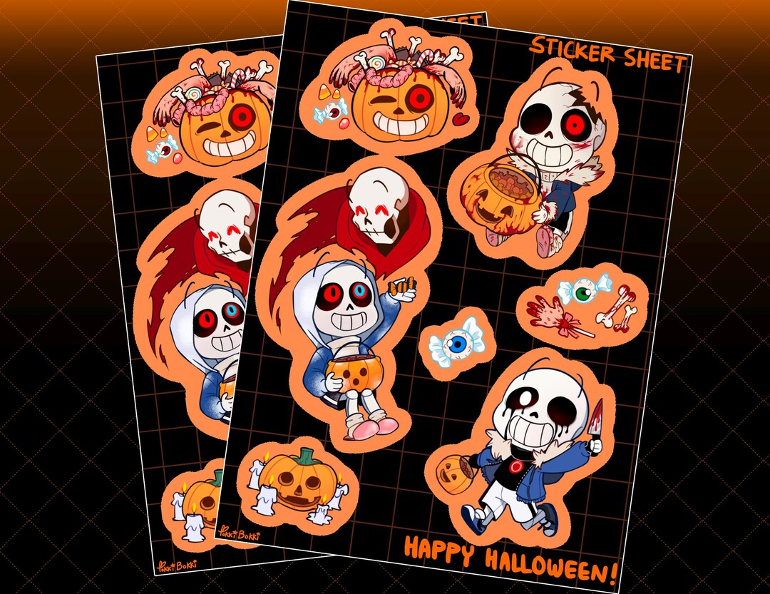 Undertale Au Bad Sans Halloween Sticker Sheet - Etsy