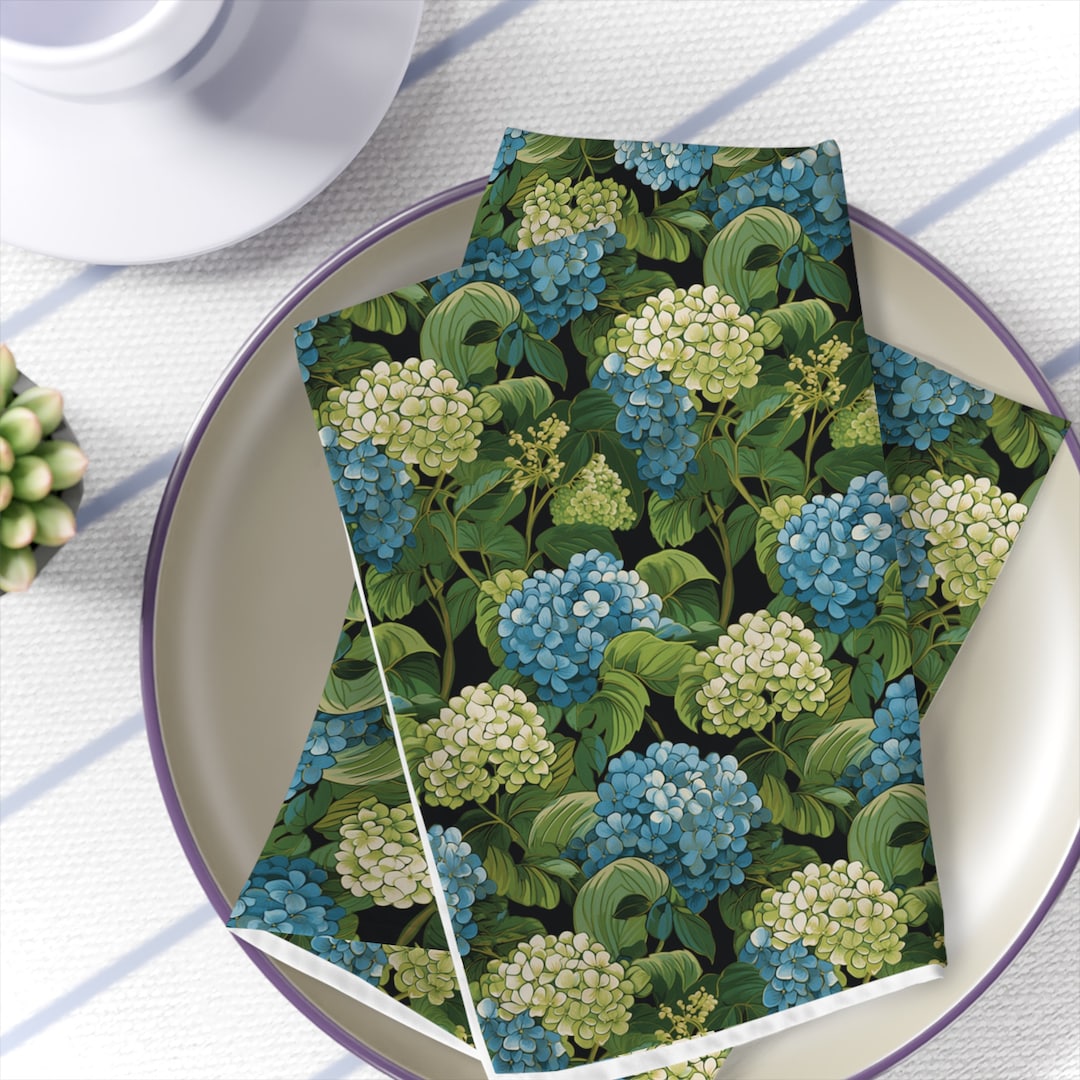 Charming Blue Hydrangeas Napkins Set of 4, Floral Table Decor for Her ...