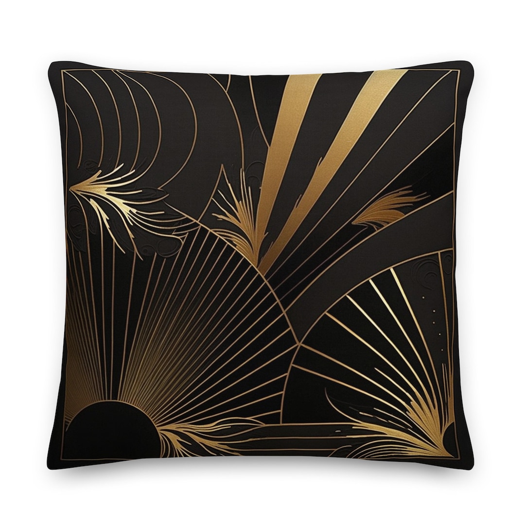Art Deco Abstract Gold - Art Deco Pillow, Abstract Pillow, Decorative ...