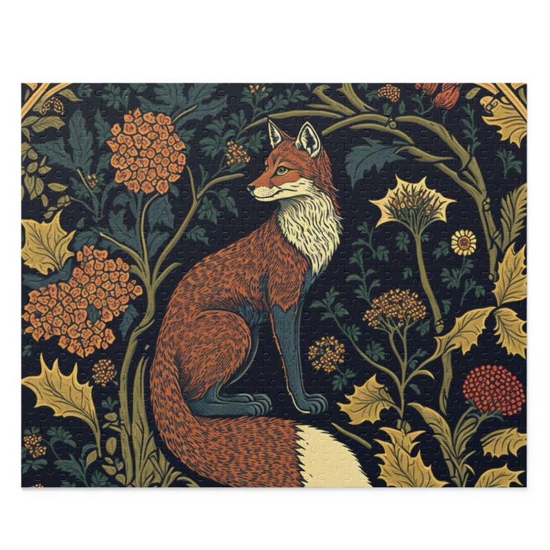 William Morris Inspired Fox in a Forest Jigsaw Puzzle (120, 252, 500 ...