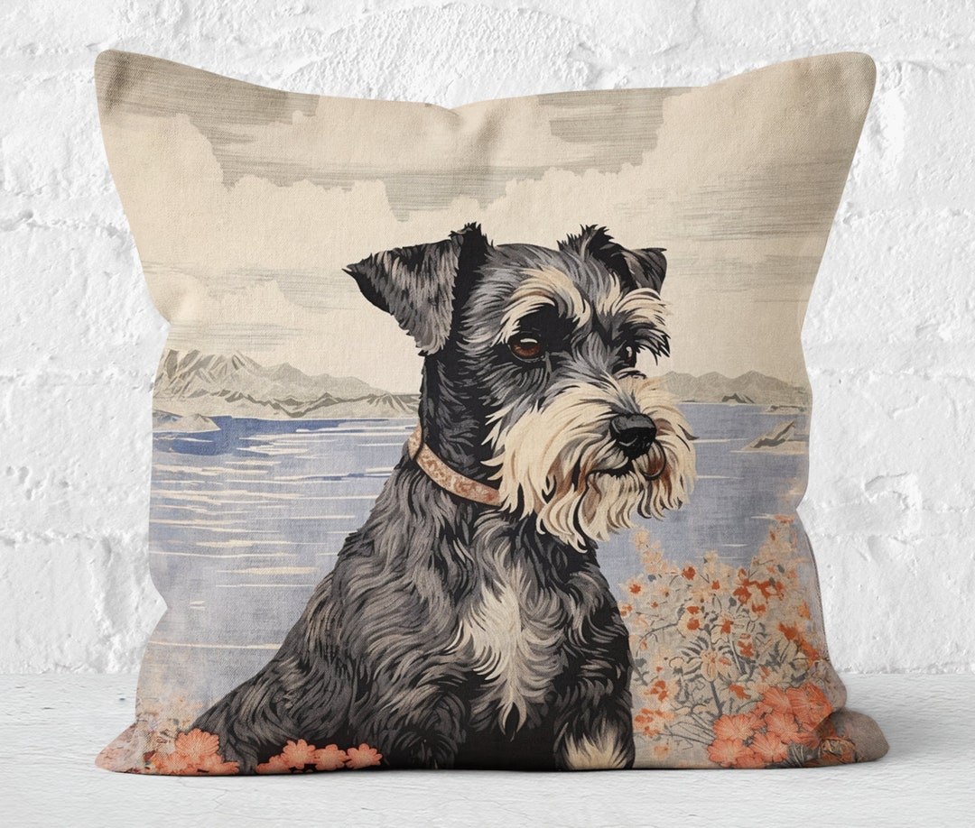 Schnauzer Lakeside Leisure Pillow Serene Waterfront View Miniature ...
