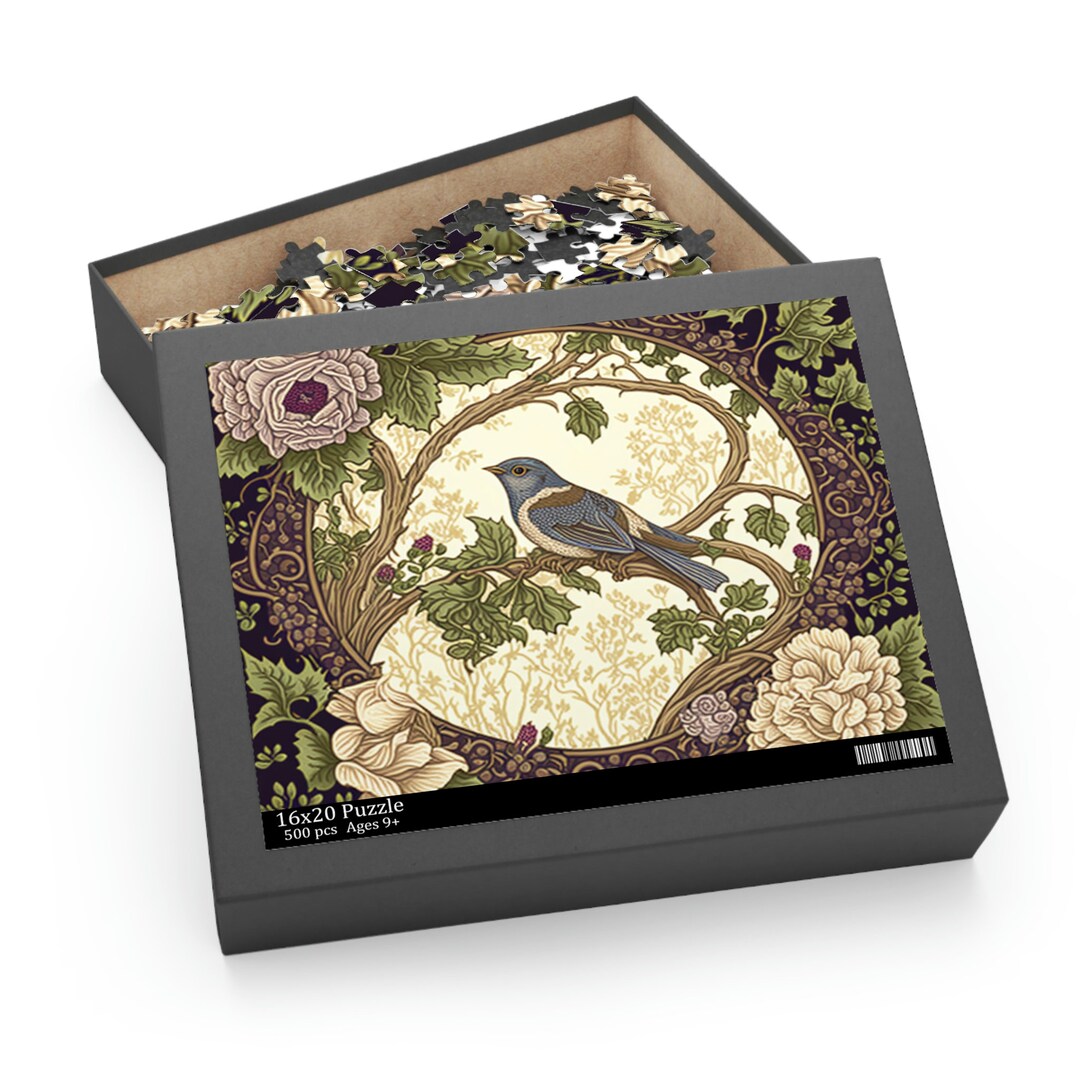 William Morris Inspired Bird in a Forest Jigsaw Puzzle (120, 252, 500 ...