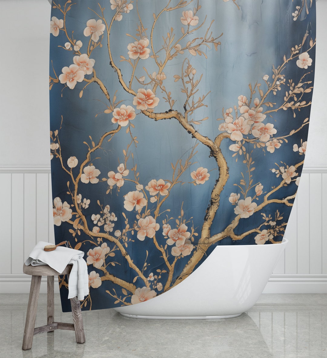 Elegant Sakura Serenity Shower Curtain • Asian-inspired Bathroom ...