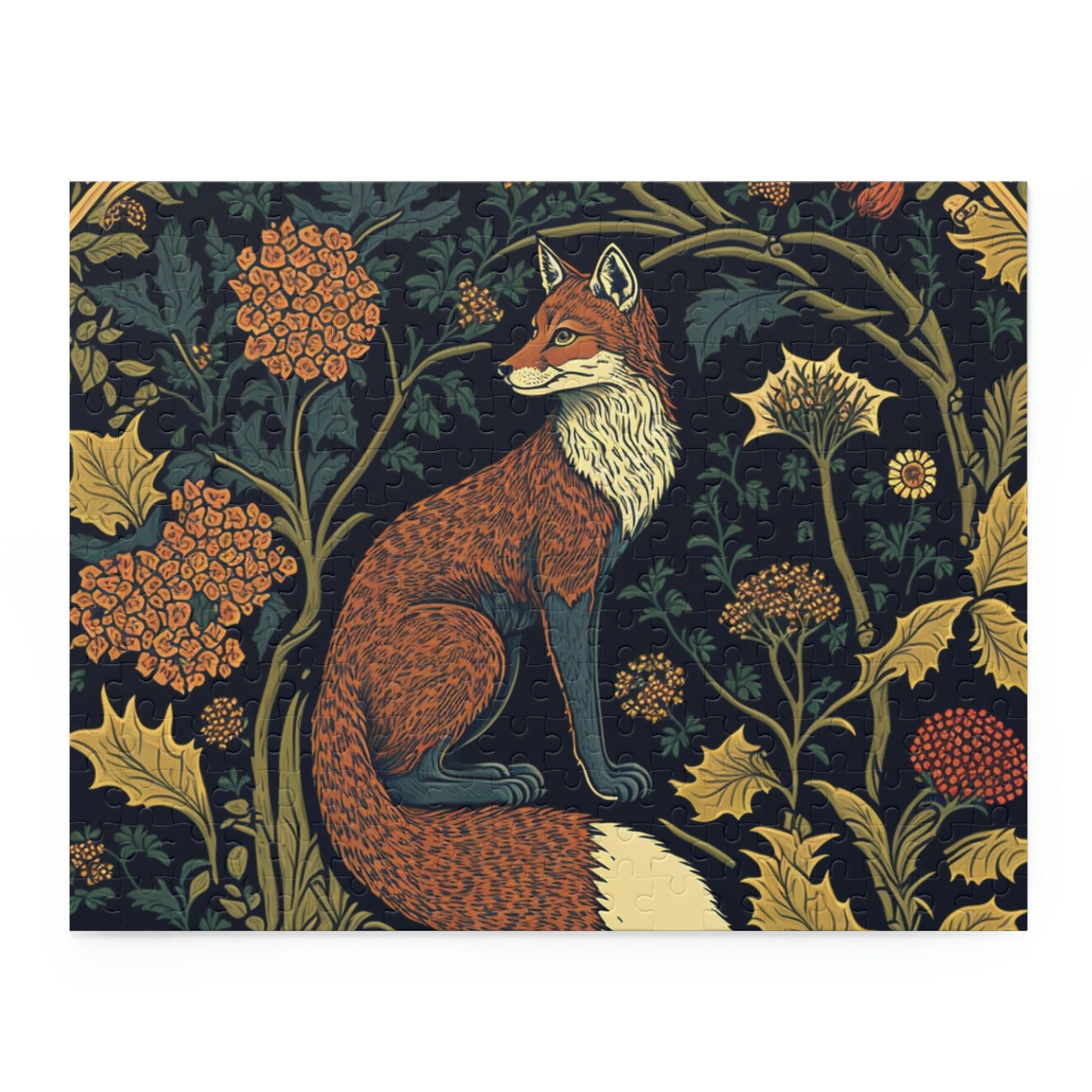 William Morris Inspired Fox in a Forest Jigsaw Puzzle (120, 252, 500 ...