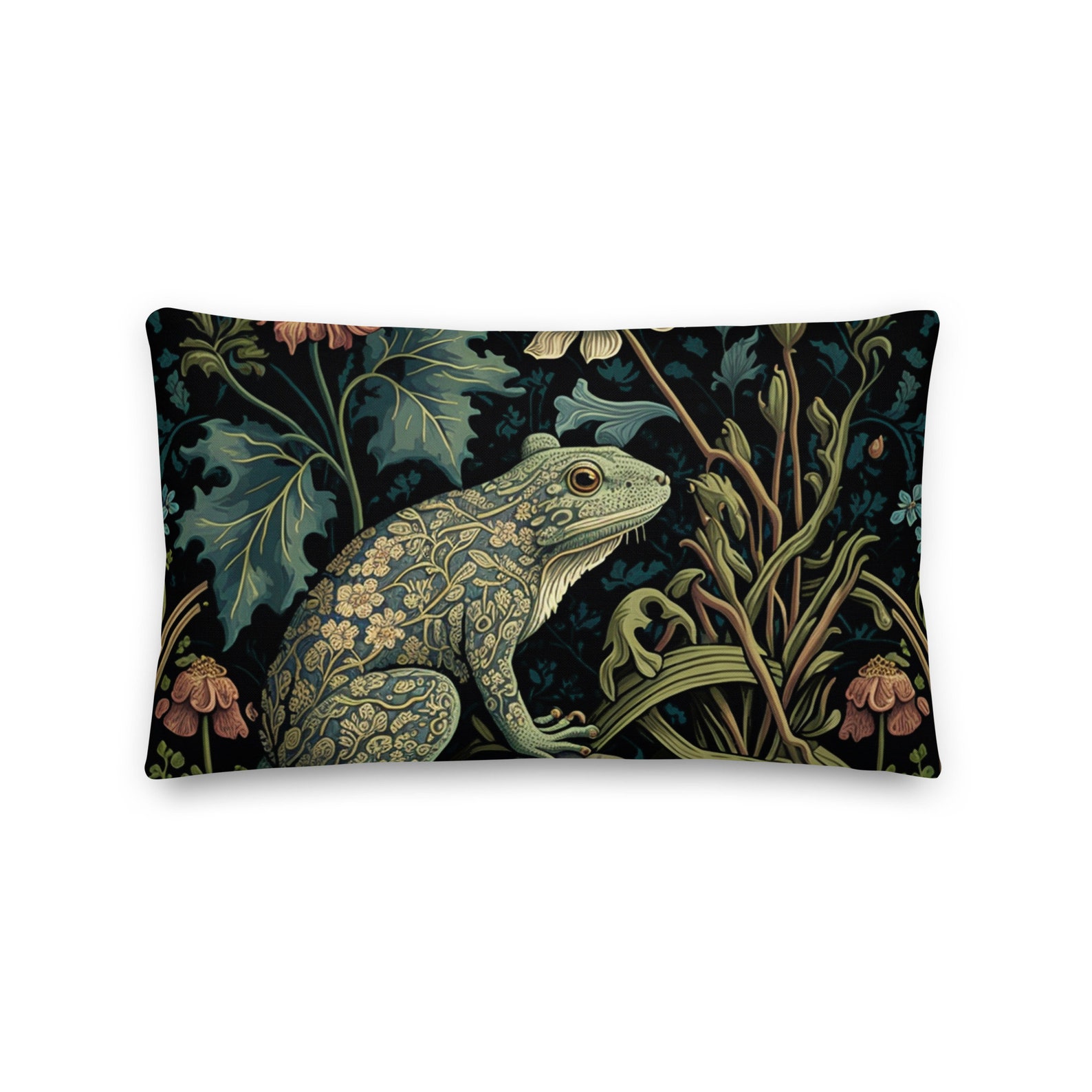 William Morris Frog in a Forest Pillow Frog Pillow, Cottagecore, Floral ...