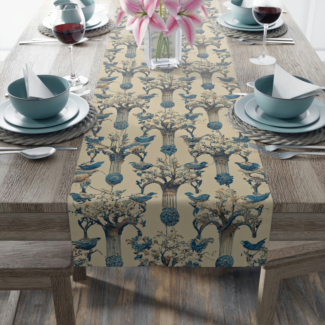 Stunning Blue and White Tree Table Runner Inspired by William Morris: A ...