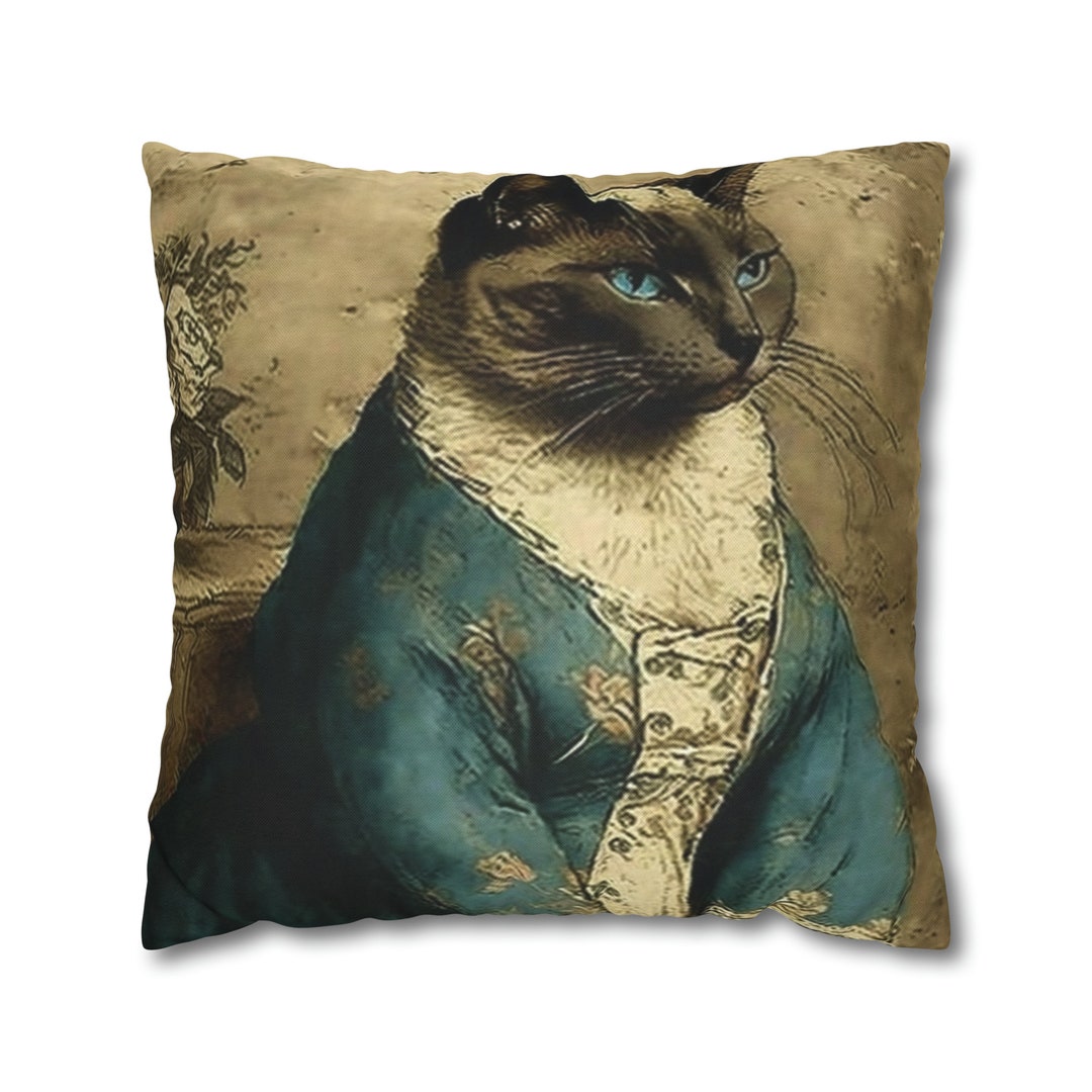 Victorian French Toile Cat Pillow, Charming Matriarch Cat Design ...