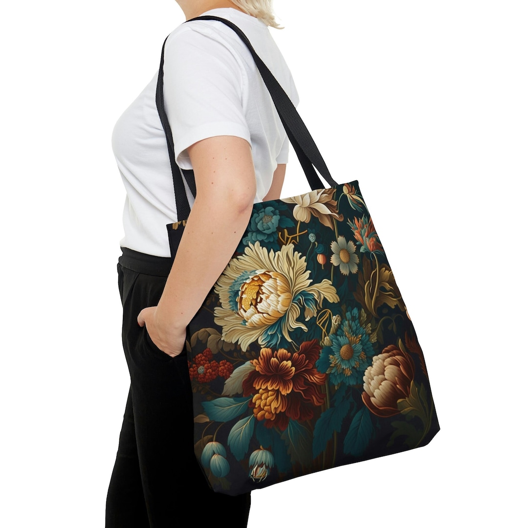 Floral Tote Bag: Vintage Belgian Tapestry Jacquard Woven Style - Etsy