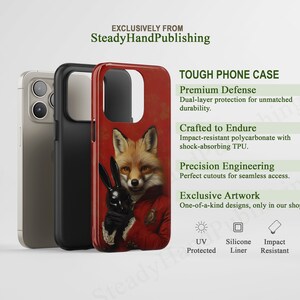 Fox Holding Rabbit Mask Red Background Phone Case | iPhone 15 14 13 12 ...