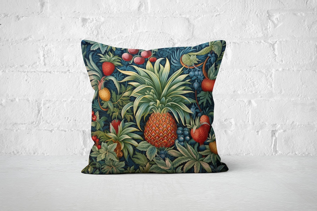Pineapple and Fruit Garden Pillow William Morris Inspired Summer Design ...