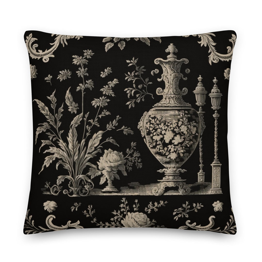 Floral French Country Cottage Pillow - French Country Decor Black ...