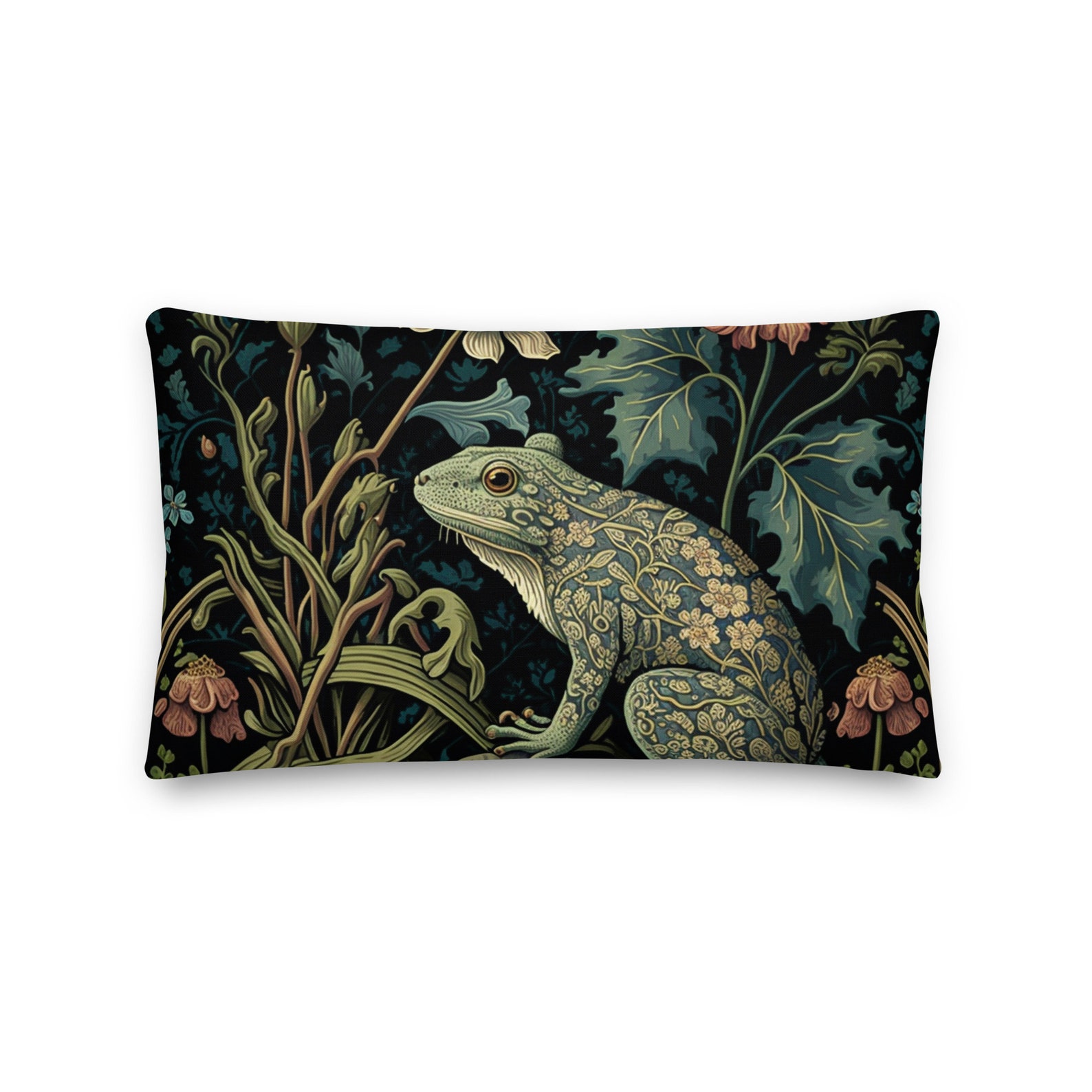 William Morris Frog in a Forest Pillow Frog Pillow, Cottagecore, Floral ...