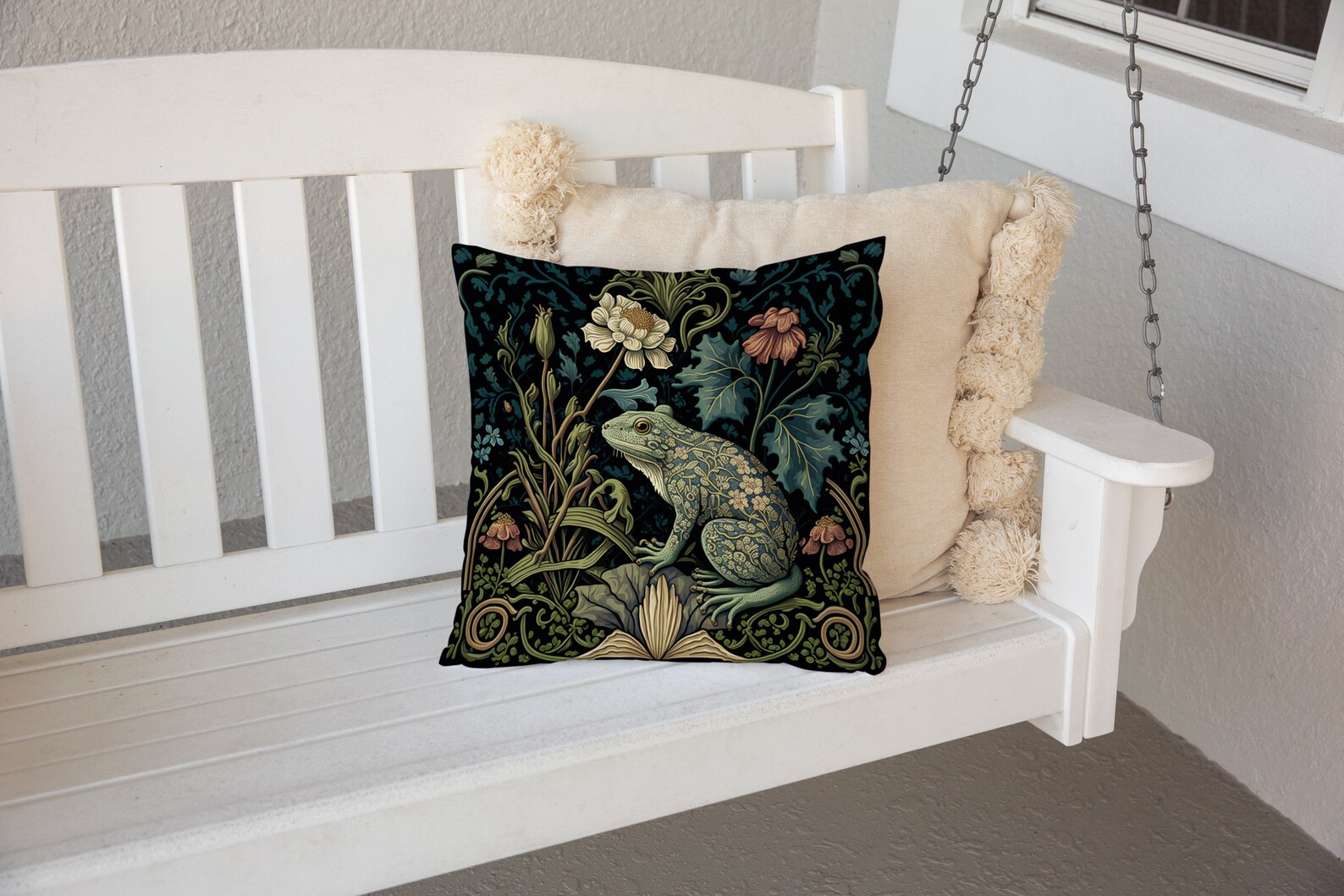 William Morris Frog in a Forest Pillow | Frog Pillow, Cottagecore ...
