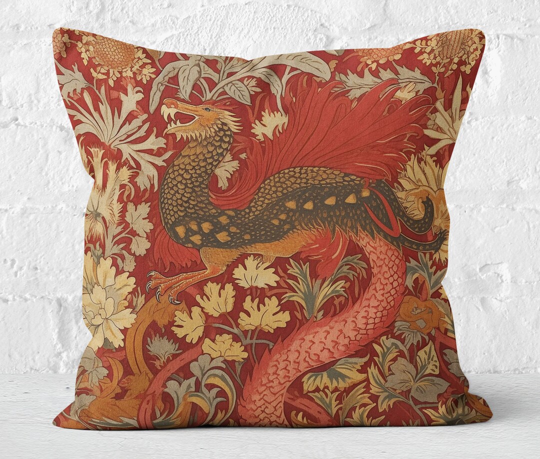 Mystic Dragon Pillow, Chinese New Year Festive Cushion, Asian Zen Decor ...