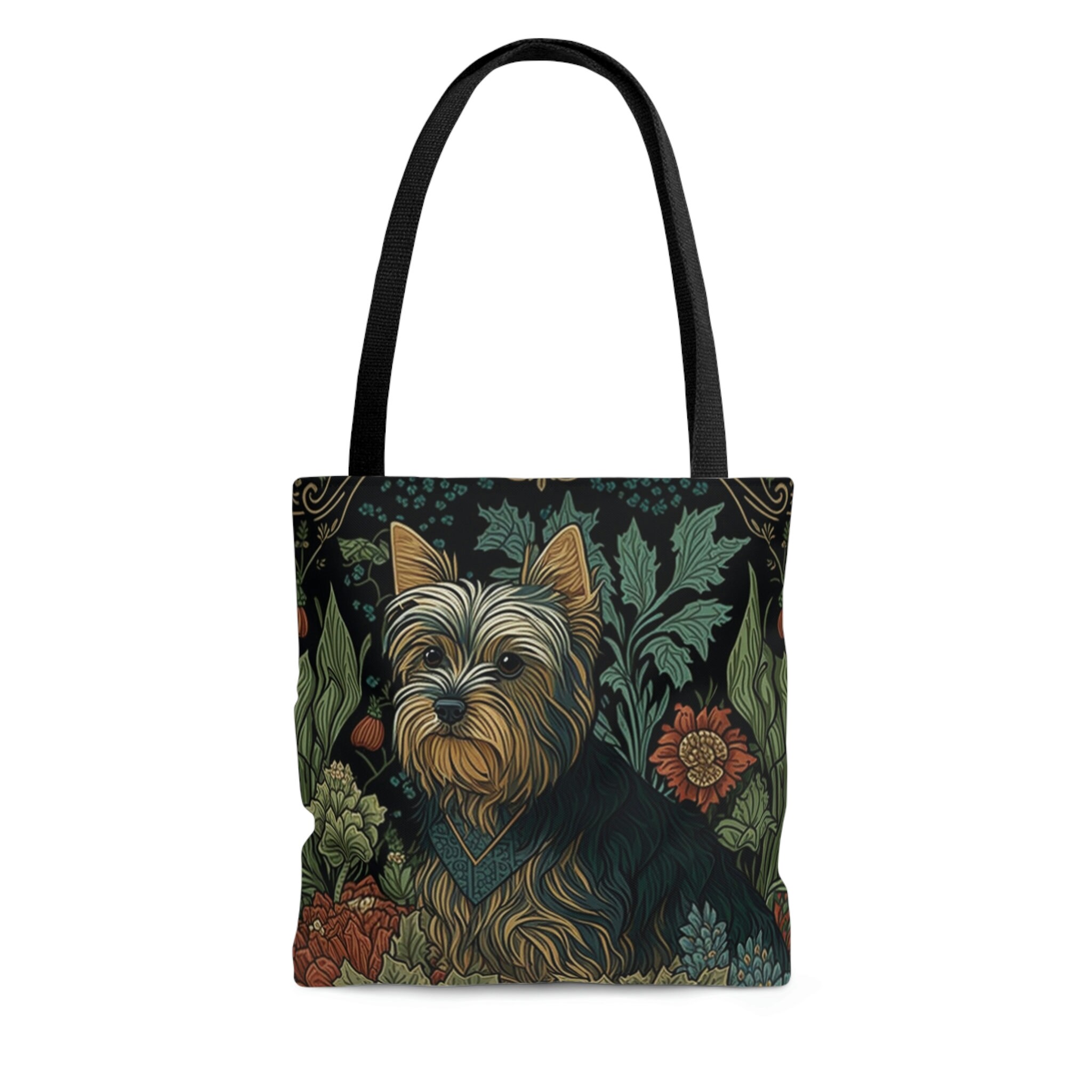 Yorkshire Terrier Puppy Tote Bag | William Morris Inspired Art | Yorkie ...